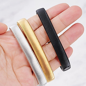 SUMERSHA 6 Pieces Shirt Sleeve Holders Stretchy Metal Armbands Anti-Slip Sleeve Garters Fixing Long Sleeves for Men and Women, Black Gold Silver