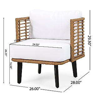 Christopher Knight Home 315003 Nic Outdoor Club Chair, Metal, White + Light Brown + Black