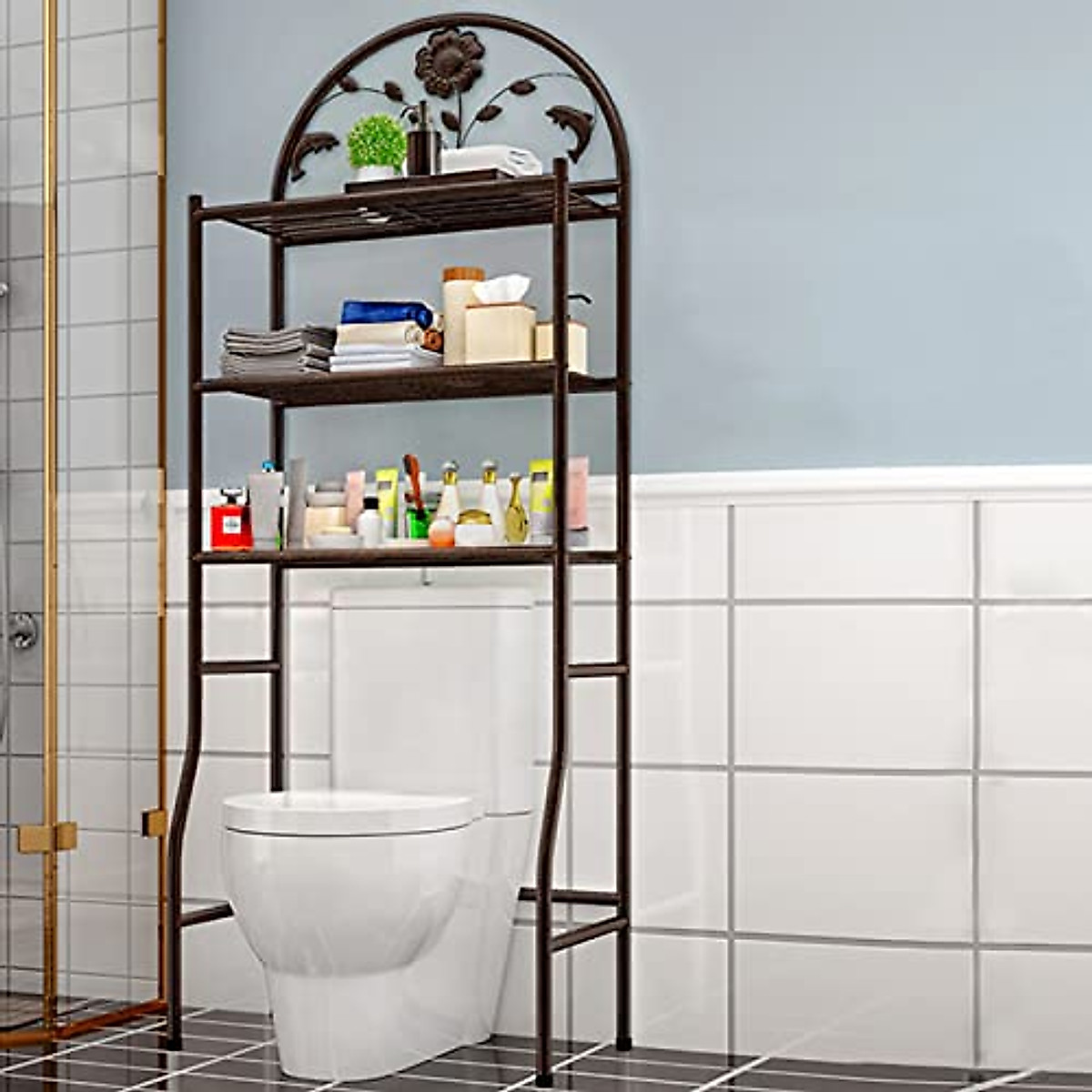 Gdrasuya10 3-Tier Over The Toilet Storage Rack Bathroom Organizer Shelf Space Saver,Bathroom Storage Over The Toilet Black