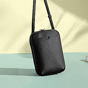 KITATU Small Crossbody Genuine Leather Cell Phone Bag for Women Wallet Shoulder Zippered Designer Purse With Adjustable Strap