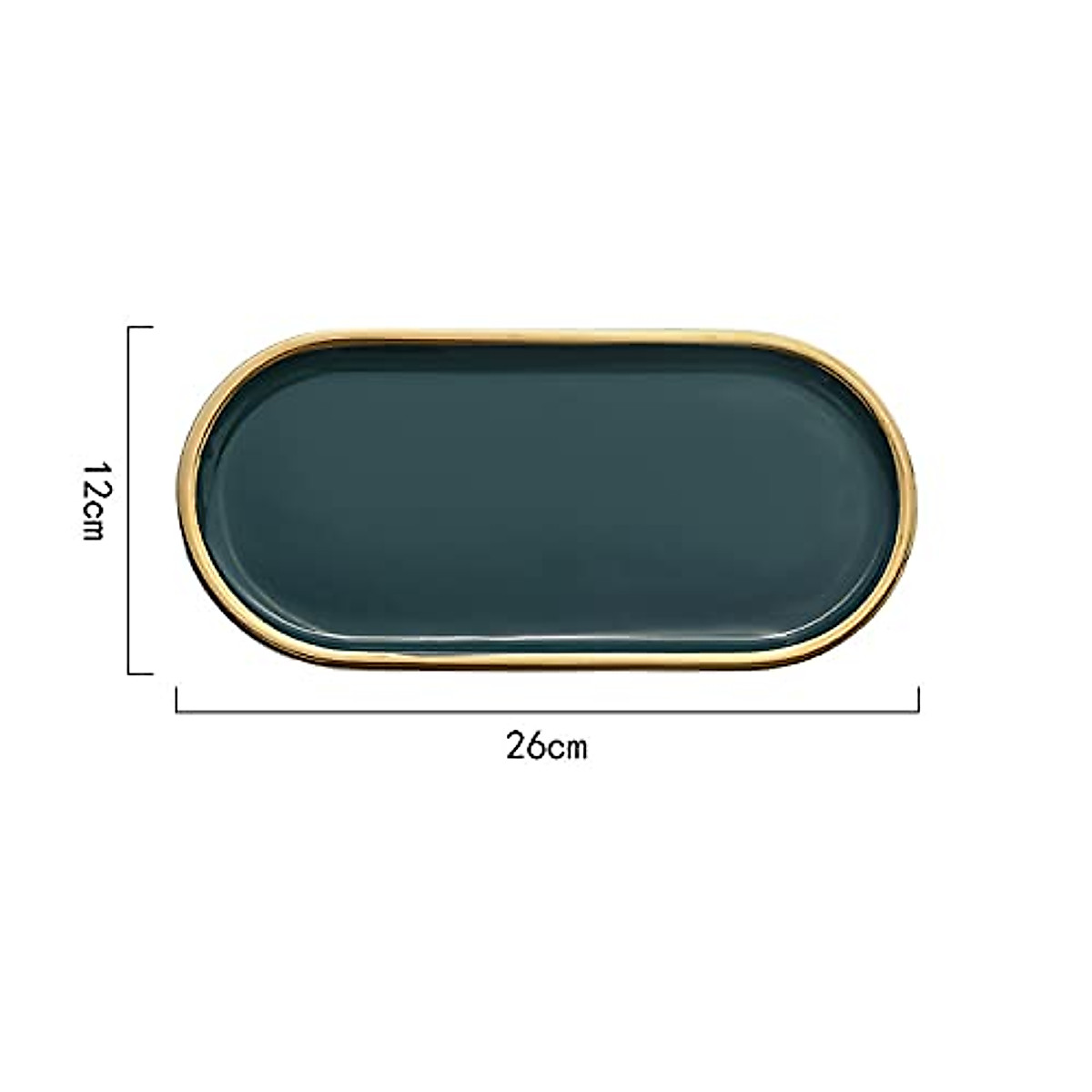 Serving Trays Vanity Tray Phnom Penh Tray Household Ceramic Cake Dessert Plate Creative Oval Storage Jewelry Plate Green Snack Plate, 10/12 Inch Elegant Decorative Tray (Size : 10inch)
