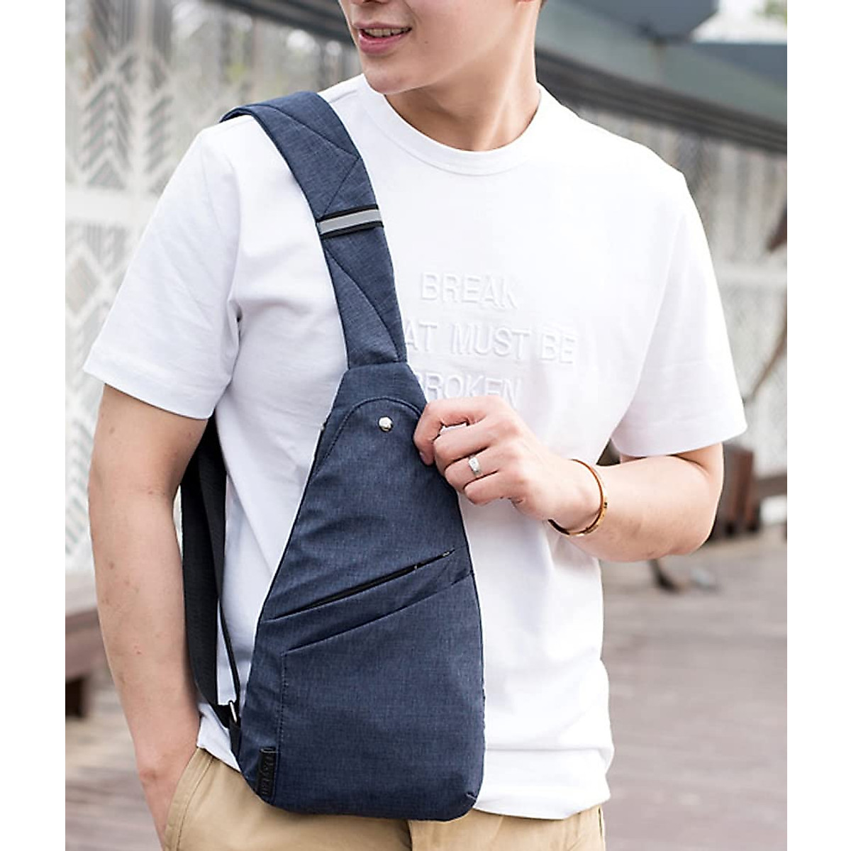 Suyzufly Slim Sling Bag for Men Women Water Resistance Lightweight Small Shoulder Crossbody Chest Bag Blue