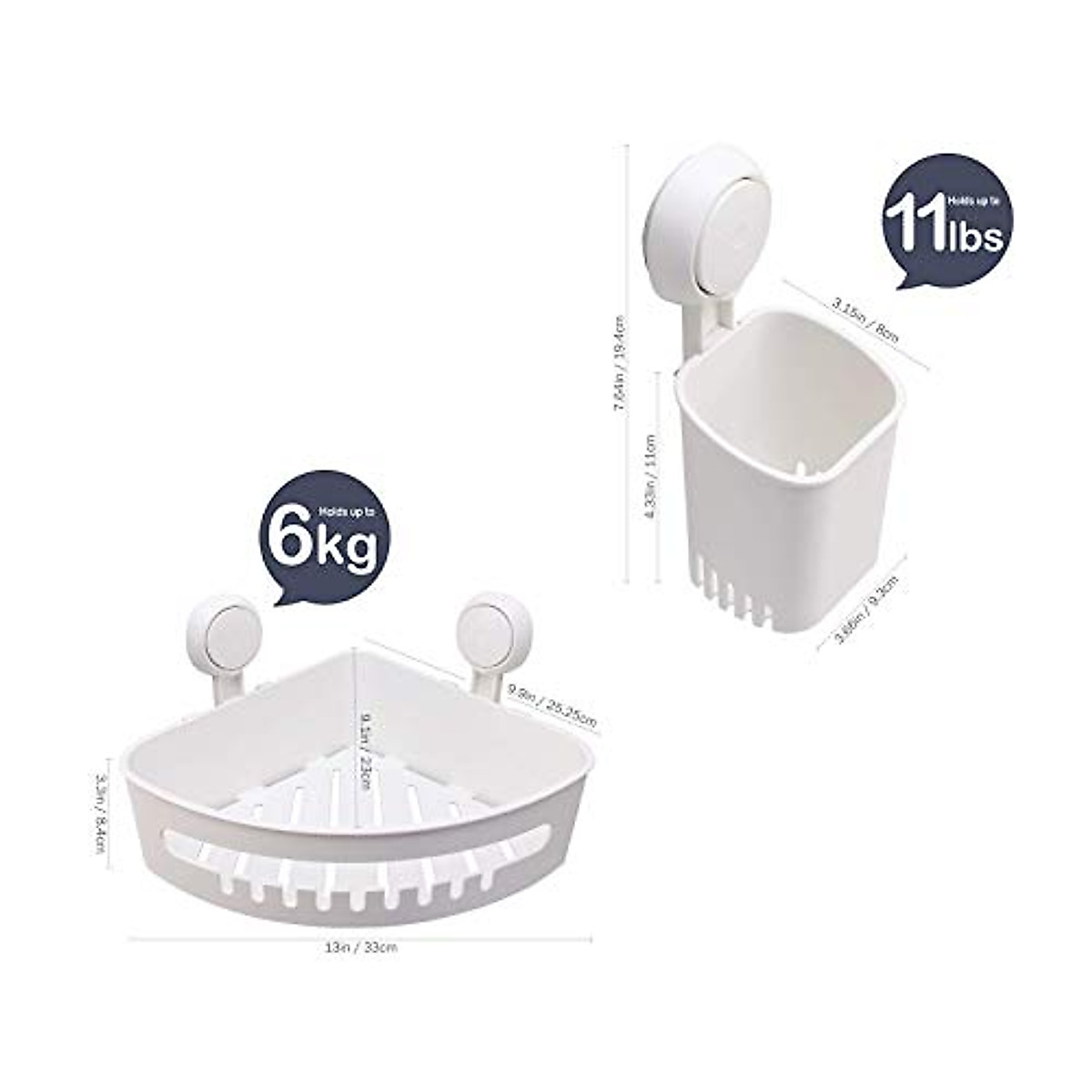TAILI Suction Corner Shower Caddy Bathroom Shower Shelf & TAILI Suction Cup Toothbrush Holder