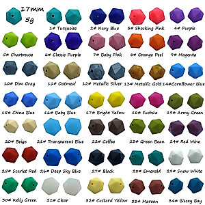 Alenybeby 30pcs 17mm Silicone Polygon Pearl Beads Silicone Geometric Icosahedron Shape Beads Hexagon Bulk Bead for Keychain DIY Mom Necklace Bracelet Craft Jewelry Making