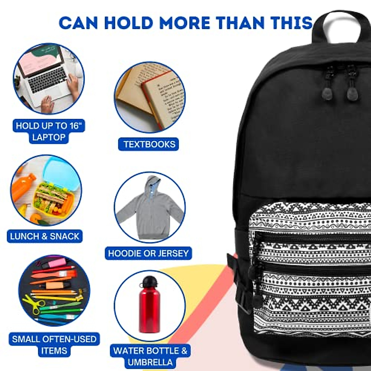 J World New York Deuce Backpack with Detachable Waist Bag, Tribal, 17.3 X 12.2 X 6.3 (H X W X D)