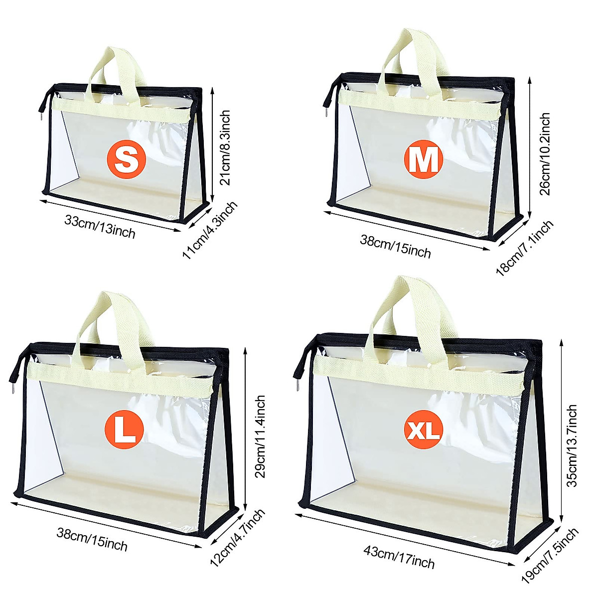 Droutti 8 Pack Handbag Dust Bags Transparent Hanging Purse Organizer Wallet Storage Bag 4 Sizes Clear Handbag Organizer Dust Bags for Closet Shelf