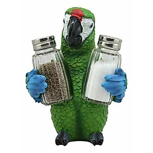 Set Of 1 Tropical Military Macaw Parrot Salt Pepper Shakers