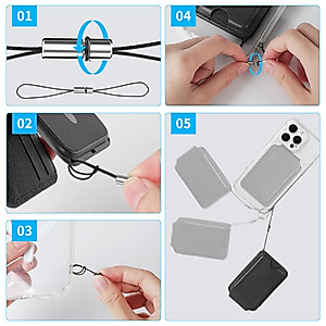 Senose Magnetic Card Wallet Compatible for Magsafe, Leather Phone Wallet with Adjustable Stand, Anti-lost Strap Lanyard and 4 Credit Card Holder Compatible for iPhone 14/13/12 Series