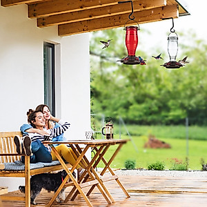 BOLITE 18006CR Hummingbird Feeder, Vintage Bottle Glass Hummingbird Feeders for Outdoors, 25 Ounces, Red