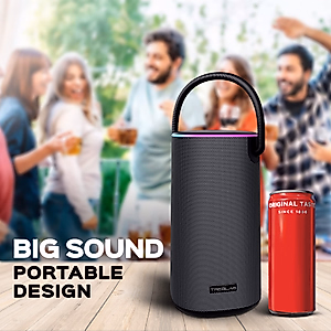 TREBLAB HD-Force - Loud Bluetooth Speaker - 50W Stereo Sound w/Bass, 25H Battery, IPX6 Waterproof, TWS Mode - Wireless Speaker w/Powerbank - Graphite (Renewed)