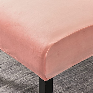 JIAN YA NA Armless Accent Chair Cover, Stretch Armless Chair Slipcover Velvet Armless Chair Covers Slipper Chair Slipcover Furniture Protector Covers for Living Room Bedroom(Velvet, Pink)