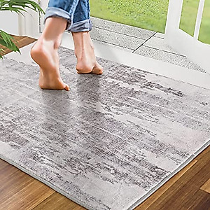 Door Mat, Front Indoor Door Mat Faux Wool Non-Slip Entryway Rug Absorbent Abstract Throw Rug for Indoor Entrance Hallway Laundry Room, High Traffic Areas, 24X36 Inches, Gray Washable