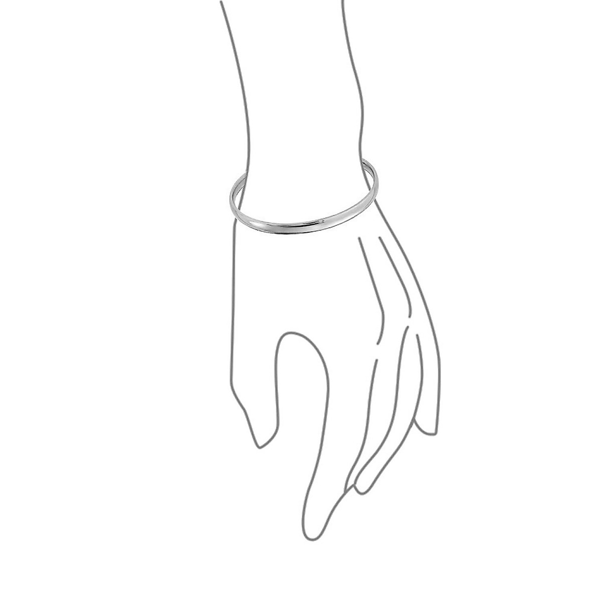 Personalized Unisex Stackable 5MM Round Domed Polished Bangle Bracelet Silver Tone Stainless Steel for Men Women Teen 8 Inch Custom Engraved