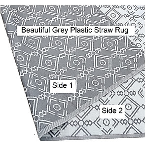 BalajeesUSA Outdoor Rug - 5x7 Grey Reversible Recycled Plastic Straw Patio Decor Waterproof Large RV Camper mat Camping 7032
