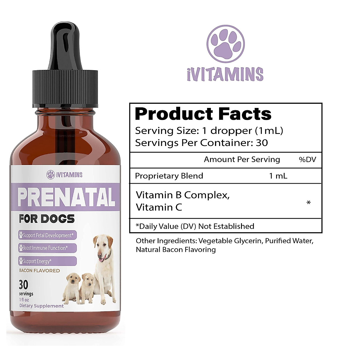Dog Prenatal Vitamins | Prenatal Vitamins for Dogs | Includes Vitamin B Complex & Vitamin C | Dog Essentials | Whelping Supplies | Prenatal Dog Vitamins | Prenatal for Dogs | 1 Pack: 30 Servings