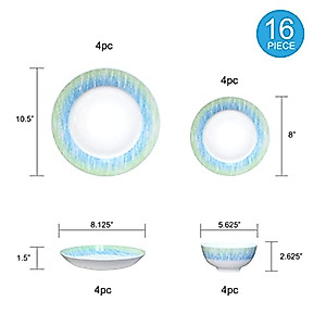 Dinnerware Set, Fine Bone China, 16 Pieces, Plates and Bowls set, Service for 4, Chelsea, Microwave Safe, Dish set, Essential Home, Everyday Living, Kitchen Dishes, Dinner set, Giftware