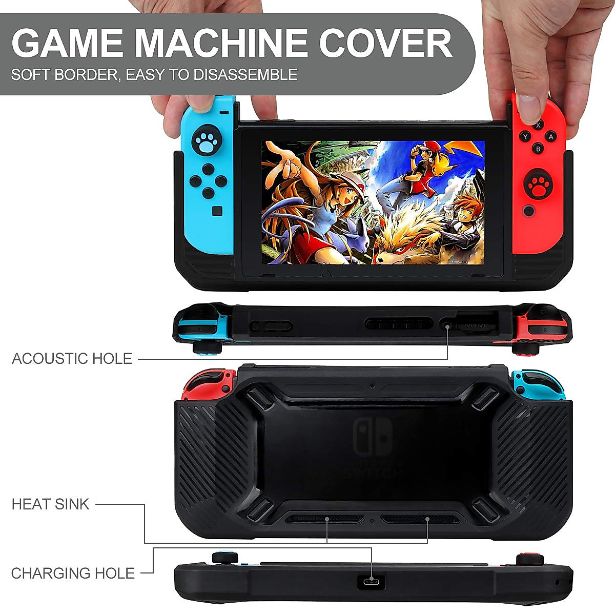 Switch Accessories Bundle, Kit with Carrying Case, Protective Case with Screen Protector, Compact Playstand,Game Case, Joystick Cap, Charging Dock, Grip and Steering Wheel for Nintendo Switch(20-in-1)