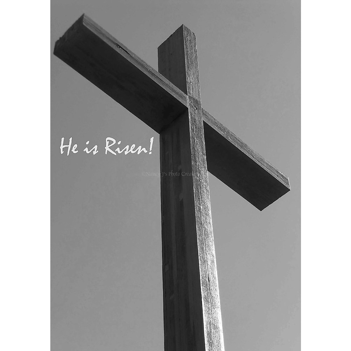 Cross Photo Christian Wall Art Fine Art Print He is Risen Easter Gift Blue Grey Black and White Home Decor Minimalist Photography 5x7 8x12 12x18 16x24 20x30