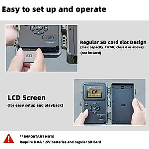 5-Pack Game & Trail Camera 32MP 1296P with 100ft Night Vision No Glow 0.1S Trigger Time Motion Activated IP66 Waterproof for Outdoor Wildlife Hunting & Home Security Surveillance