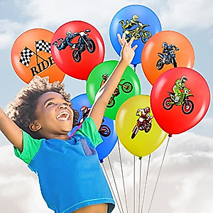 36 Pieces Dirt Bike Party Decorations Dirt Bike Party Balloons, Motocross Birthday Party Checkered Flag Party Decoration Balloon Supplies for Girl Boy Dirt Bike Sports Racing Party Supplies,12 Inches