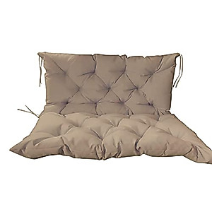Hruile Waterproof Outdoor Swing Cushion with Backrest, 4 Inches Thicken Bench Pad Cushion Seat Cushion Pad, 2 or 3 Seater Garden Bench Cushion Patio Furniture Swing Pad,59x40in,Khaki