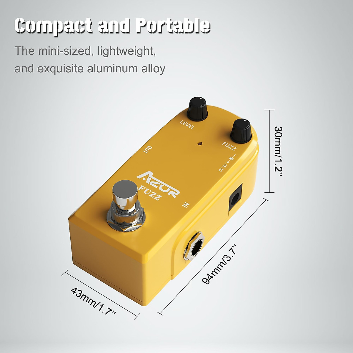 AZOR Vintage Fuzz Guitar Effect Pedal True Bypass Mini Pedal with Guitar Pedal Power Cable,9V Battery Clip Converter Power Cable