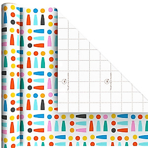 Hallmark Birthday Wrapping Paper Mini Rolls, 3-Pack (Rainbow Block Letters, Stripes, Exclamation Points) for Birthdays, Graduations, Celebrations, Any Occasion - 45 Sq. Ft. Total
