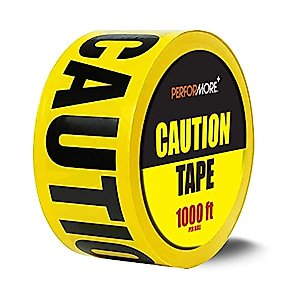Performore Caution Tape, 3" x1000 Ft Yellow Barricade Caution Tape Roll, High Visibility, Tear Waterproof Resistant Non Adhesive Safety Tape for Danger Hazardous Construction Areas or Crime Scene