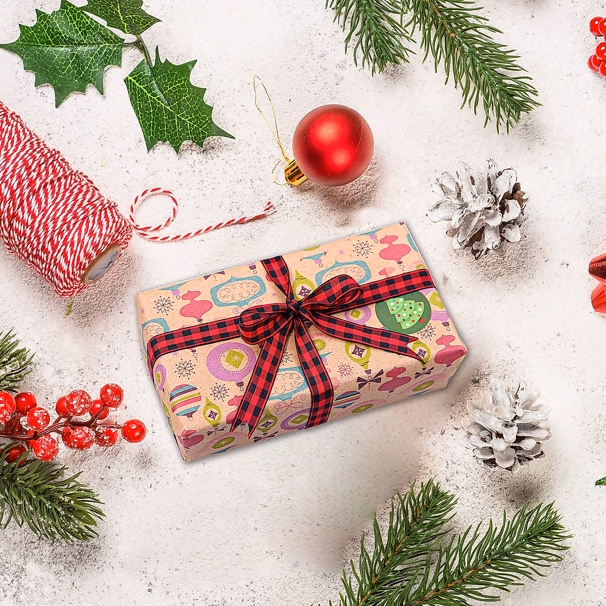 URATOT 50 Yards Red and Black Plaid Ribbon Christmas Wrapping Ribbon Gingham Plaid Ribbon for DIY Crafts Decoration, Floral Bows Craft