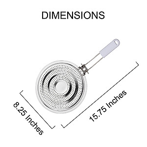 HIC Kitchen Heat Diffuser Reducer Flame Guard with Removable Handle, Stainless Steel
