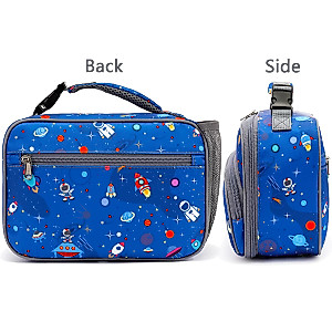 FlowFly Kids Lunch box Insulated Soft Bag Mini Cooler Back to School Thermal Meal Tote Kit for Girls, Boys, Astro&Rocket