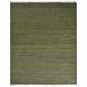 Rugsotic Carpets Hand Woven Flat Weave Kilim Wool 3'x5' Area Rug Solid Olive D00111