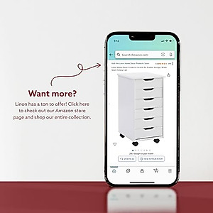 Linon Rolling Storage Corinne Cart, Six Wide Drawers, Black Wide