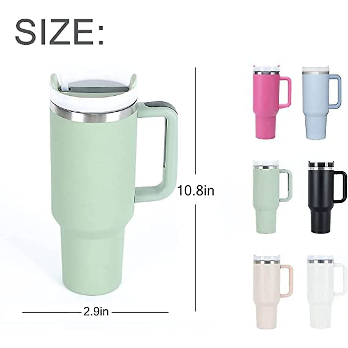 RaepperHan 40oz Car Travel Mug With Handle And Straw Lid | Stainless Steel Insulated Mug | Hot & Cold Drink Mug, Fitness & Sports Mug (Rose red)