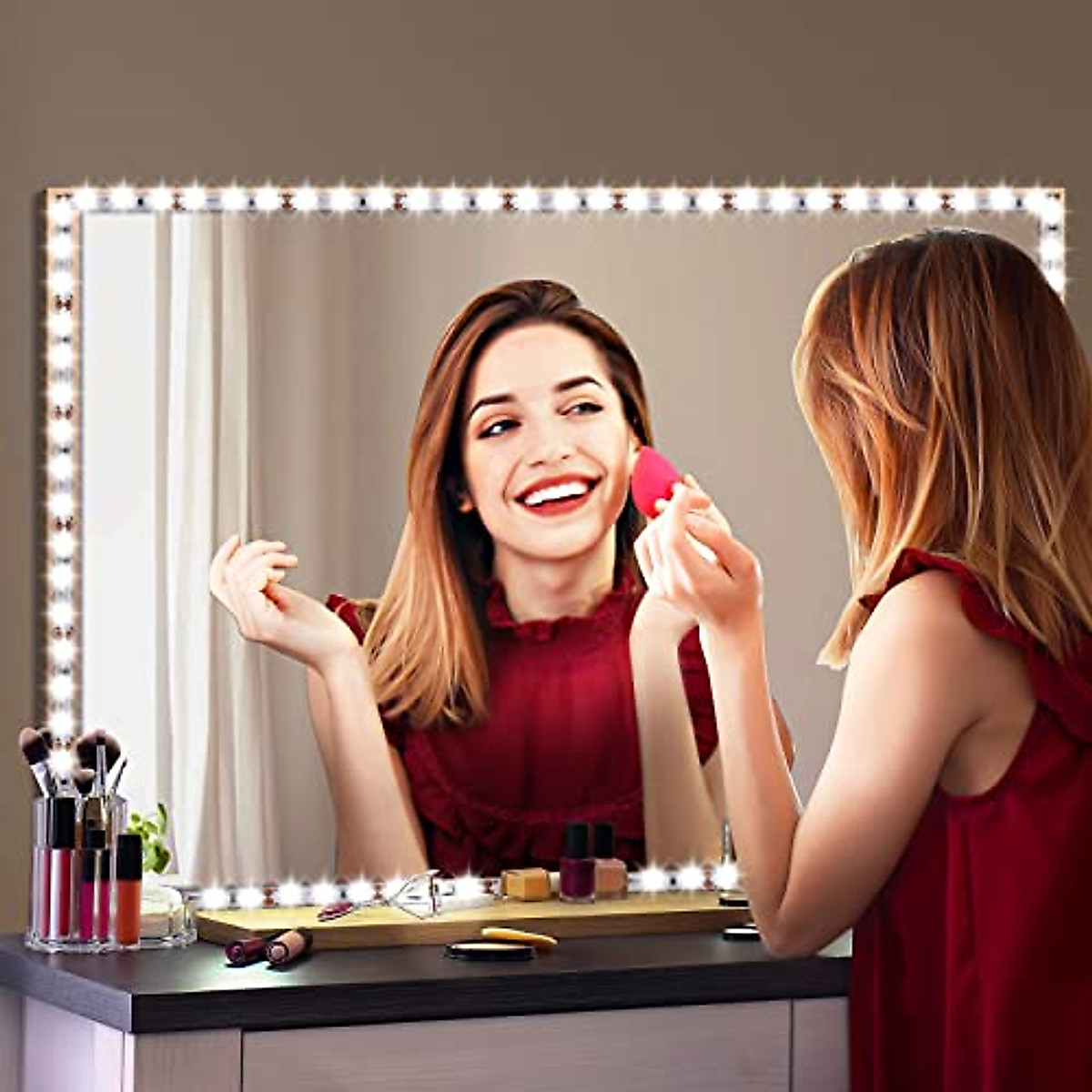 LED Vanity Mirror Lights for Makeup Dressing Table Vanity Set 13ft Flexible LED Light Strip Kit 6000K Daylight White with Dimmer and Power Supply, DIY Mirror, Mirror not Included