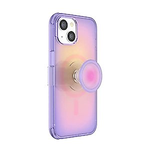 PopSockets iPhone 14 Case with Phone Grip and Slide Compatible with MagSafe, Phone Case for iPhone 14, Wireless Charging Compatible- Aura