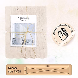 2 Pack Cheesecloth Gauze Table Runner, 13 Ft x 35 Inch Semi Sheer Table Cheese Cloth for Wedding Decor Bridal Shower Rustic Boho (Beige)