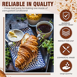 Sabary 50 Pcs Paper Loaf Pans for Baking 9 x 3 x 2 In Disposable Paper Baking Loft Mold 50 Pcs Disposable Holiday Bakeware Clear Bread Bags with Ties Plastic Bread Storage Bags for Baked Goods Bakery