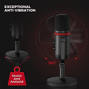 AUDIOPRO USB Microphone, Cardioid Condenser Gaming Mic for PC/Laptop/Phone/PS4/5, Headphone Output, Volume Control, USB Type-C Plug and Play, LED Mute Button, for Streaming, Podcast, Studio