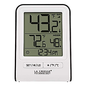 La Crosse Technology 308-1409WT-CBP Wireless Temperature Station with Time,White,