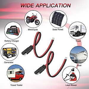 ELECTOP 10AWG SAE Connector Extension Cable, SAE Quick Connector Disconnect Plug SAE Power Automotive Extension Cable Solar Panel Cable Wire(2 Pack)