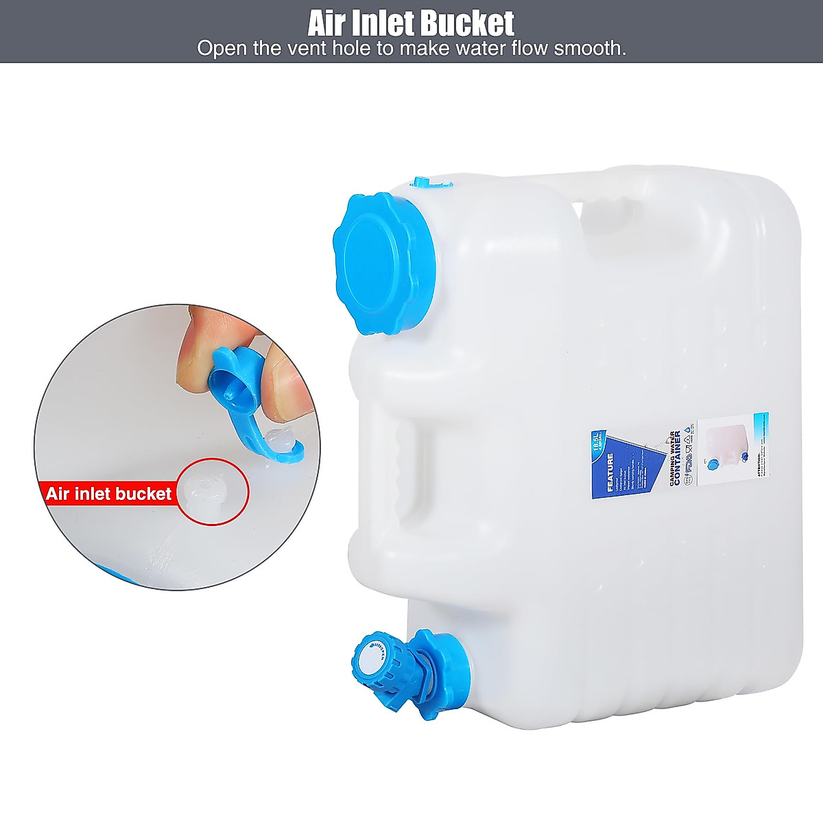 RedSwing 4.9 Gallon/18.5L Portable Water Container with Spigot, Water Storage Carrier for Camping Outdoor Hiking Backpacking, BPA Free