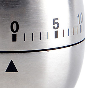 NUZYZ Metal Timer, Portable Metal Timer Attractive Stainless Steel Anti-Slip Bottom 60 Minutes Egg-Shaped Manual Reminder for Home Stainless Steel