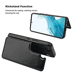 Onetop Compatible with Samsung Galaxy S22 Wallet Case with Card Holder, PU Leather Kickstand Card Slots Case, Double Magnetic Clasp and Durable Shockproof Cover 5G 6.1 Inch(Black)