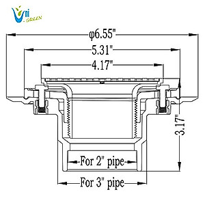 Square Shower Drain 4-1/4" with Black Matte Strainer and Hair Catcher (Black)