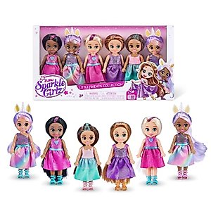 Sparkle Girlz 6 Pack of Princess Dolls by ZURU Fashion, Removable Dresses, Gifts for Girls 4-8, Poseable Fashion Doll, Pretend Play