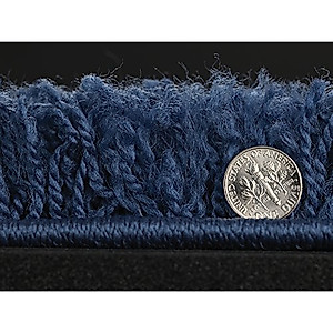 Sweethome Stores Cozy Collection Plush Luxurious Solid Navy Solid Design (5' X 7') Shag Living Room & Bedroom Area Rug