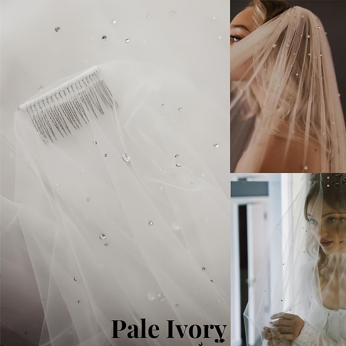 Passat Austrian Rhinestones Bridal Veil Crystals Wedding Veil Beaded Veils For Brides 1T3M Cathedral Ivory Bridal Veils For Wedding Gifts