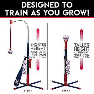 Franklin Sports Kids Batting Tee - MLB 2-in-1 Grow-with-Me - Adjustable Youth Hitting Tee - Perfect for Teeball and Baseball, Multi