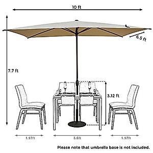 Abba Patio 6.5 x 10ft Rectangular Patio Umbrella Outdoor Market Table Umbrella with Push Button Tilt and Crank for Garden, Lawn, Deck, Backyard & Pool, Beige
